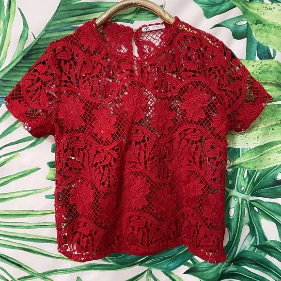 Red Lace Top Zara